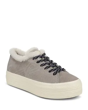 Veronica Beard Truett Shearling Lined Platform Sneakers