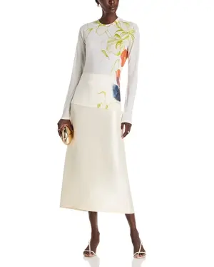 JASON WU Shadow Floral Merino Wool Crewneck Sweater