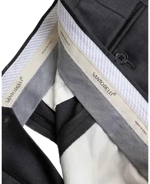 Santorelli Roma2 Super 130's Bi-stretch Wool Trousers - Charcoal