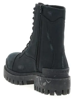 Balenciaga Cotton Combat Strike Boots - Black