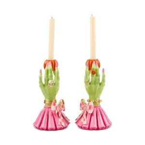 MACKENZIE-CHILDS Glam 'o' Ween Hand Candle Holders, Set Of 2