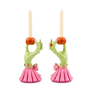MACKENZIE-CHILDS Glam 'o' Ween Hand Candle Holders, Set Of 2