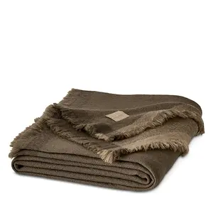 BOLL & BRANCH Lave Wool Plaid Throw Blanket - Walnut/twig
