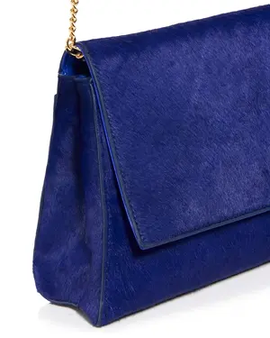 Aqua Calf Hair Clutch - Cobalt