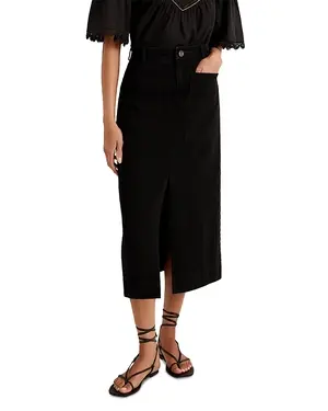 MARIE OLIVER Leighton Cotton Midi Skirt - Pavement