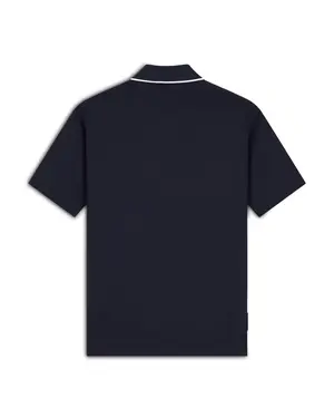 Emporio Armani Tipped Zip Polo Short - Navy