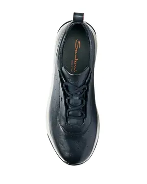 Santoni Leather Low Top Sneakers - Blue