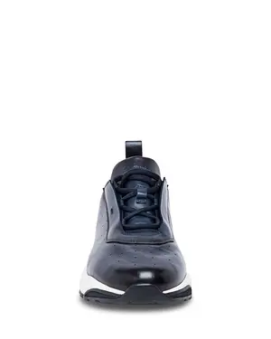Santoni Leather Low Top Sneakers - Blue