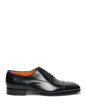Santoni Leather Cap Toe Oxford Dress Shoes