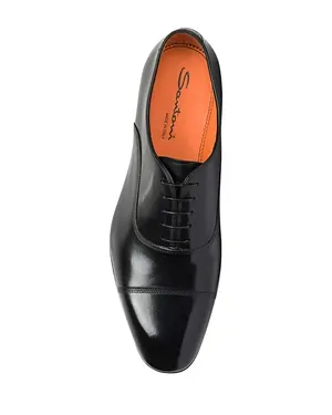 Santoni Leather Cap Toe Oxford Dress Shoes