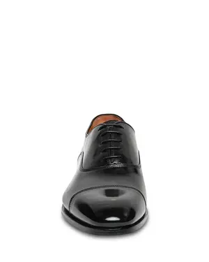 Santoni Leather Cap Toe Oxford Dress Shoes