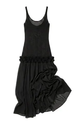 STUDIO CONSTANCE Maxi Ruffle Cotton-Blend Dress Black