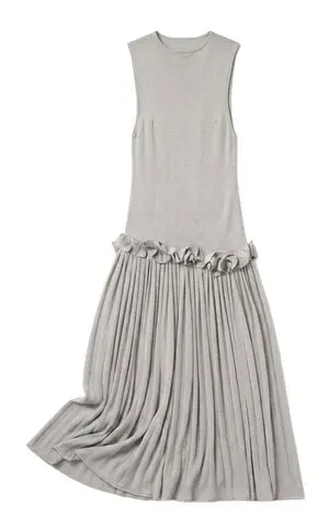 STUDIO CONSTANCE Maxi Ruffle Cotton-blend Dress - Light Grey