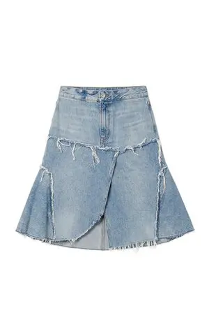 STUDIO CONSTANCE Distressed Cotton-blend Denim Skirt