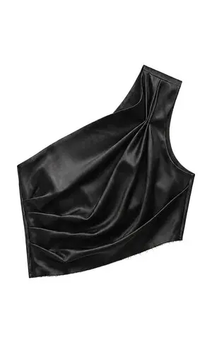 STUDIO CONSTANCE One-shoulder Leather Top - Black