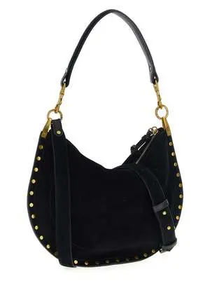 Isabel Marant Étoile Oskan Soft Zip Suede Handbag With Stud Appliqu - Black
