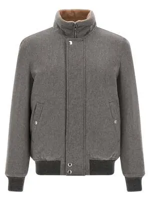 Brunello Cucinelli Cashmere And Vicuna Jacket - Gray