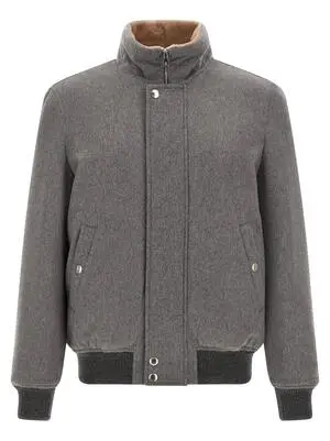 Brunello Cucinelli Cashmere And Vicuna Jacket - Gray