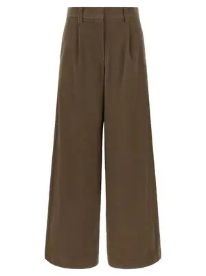 Brunello Cucinelli BRUNELLO CUCINELLI Wide Leg Cotton Fustian Trousers Brown