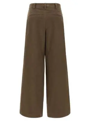 Brunello Cucinelli Wide Leg Cotton Fustian Trousers - Brown