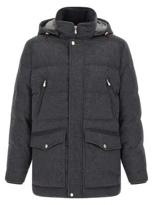 Brunello Cucinelli Membrane Wool Flannel Parka - Gray