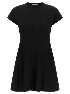 Sportmax Spxere Radial Effect Stretch Viscose Blend Knit Dress - Black