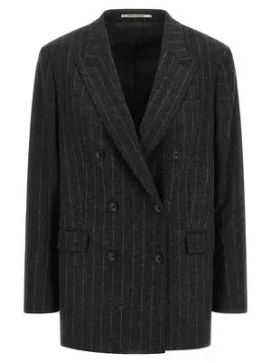 Tagliatore Jasmine Double-breasted Wool Blend Pinstripe Blazer - Gray