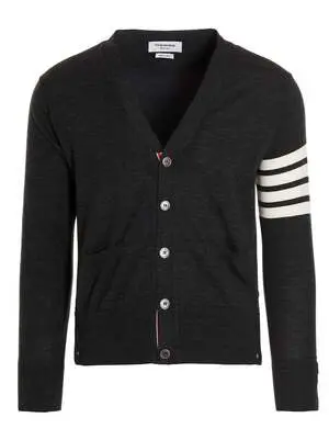 Thom Browne Merino Wool Cardigan - Gray