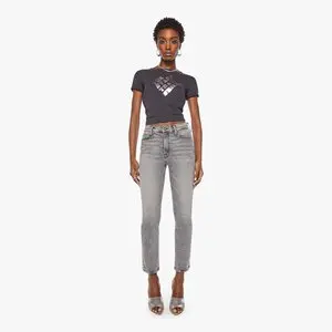 MOTHER Mid Rise Straight Leg Ankle Jeans - Black
