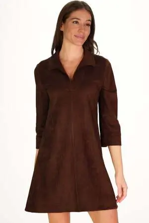 DUFFIELD LANE Suede Victoria Dress - Chicory