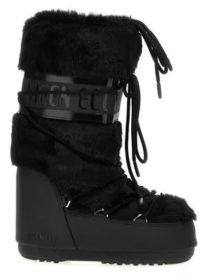 Moon Boot Icon Faux Fur Boots - Black