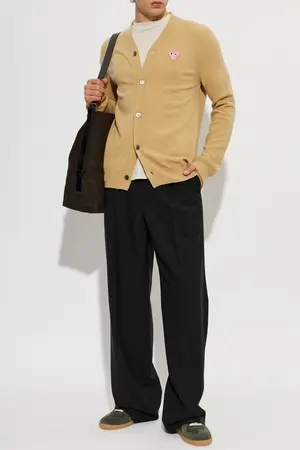 Play Comme Des Garcon Wool Cardigan With Logo Patch