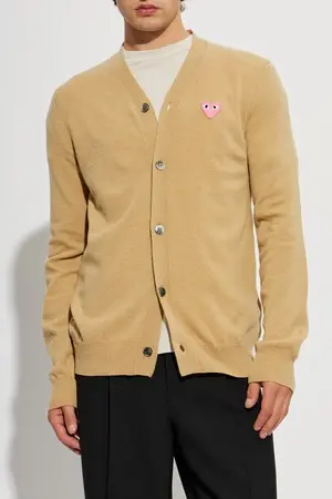 Play Comme Des Garcon Wool Cardigan With Logo Patch