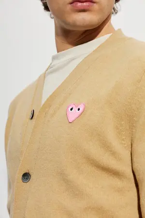 Play Comme Des Garcon Wool Cardigan With Logo Patch