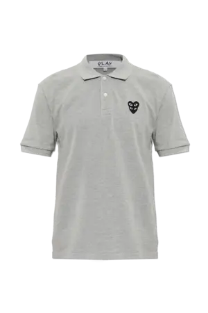 Play Comme Des Garcon Cotton Polo Shirt With Logo Patch Grey