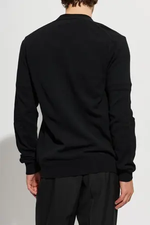 Play Comme Des Garcon Wool Cardigan With Logo Patch - Black