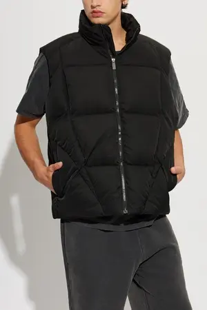 Off-White Insulated Vest With A Stand-up Collar