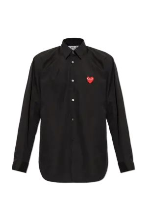 Play Comme Des Garcon Cotton Shirt With Logo Patch - Black