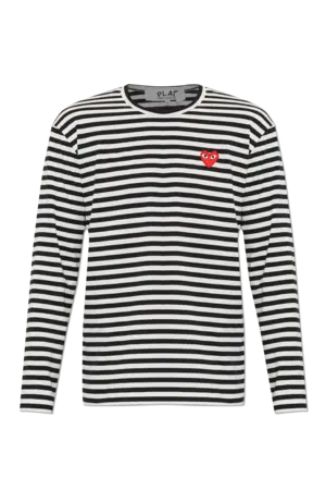 Play Comme Des Garcon Cotton T-shirt With Logo Patch - Black