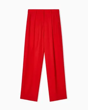 Giorgio Armani Fluid Wool Single-pleat Trousers - Red