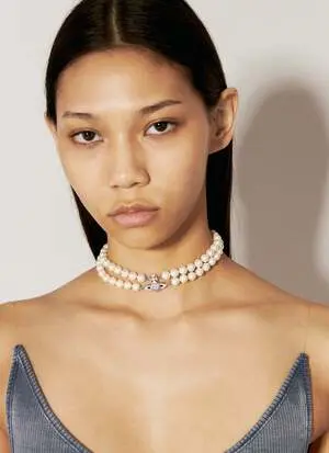 VIVIENNE WESTWOOD Graziella Pearl Choker Necklace - Silver