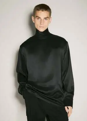 Dolce & Gabbana Loose Silk Turtleneck Top - Black