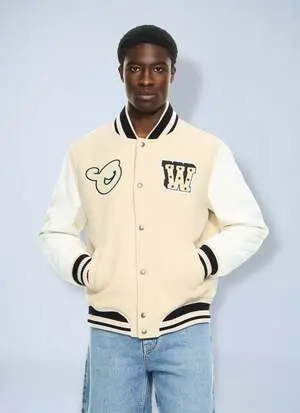Off-White Star Logo Varsity Jacket - Cream
