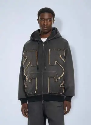 Off-White Distress Diag Slouchy Sweatpant - Black