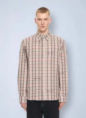 Off-White Marker Check Flannel Shirt - Brown