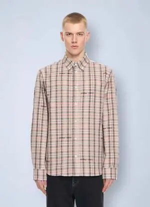 Off-White Marker Check Flannel Shirt - Brown