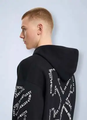 Off-White Type Arrow Diagonal Loose Hoodie - Black
