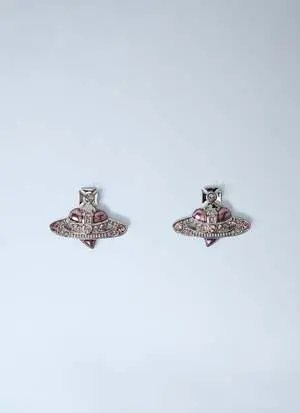 VIVIENNE WESTWOOD New Diamante Heart Earrings - Silver