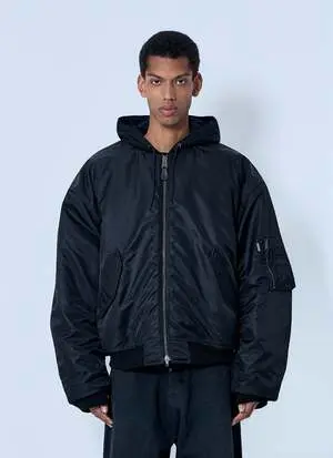 Balenciaga Hooded Bomber Jacket - Black