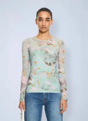 Off-White Light Jersey Storytelling Long Sleeve Top - Orange